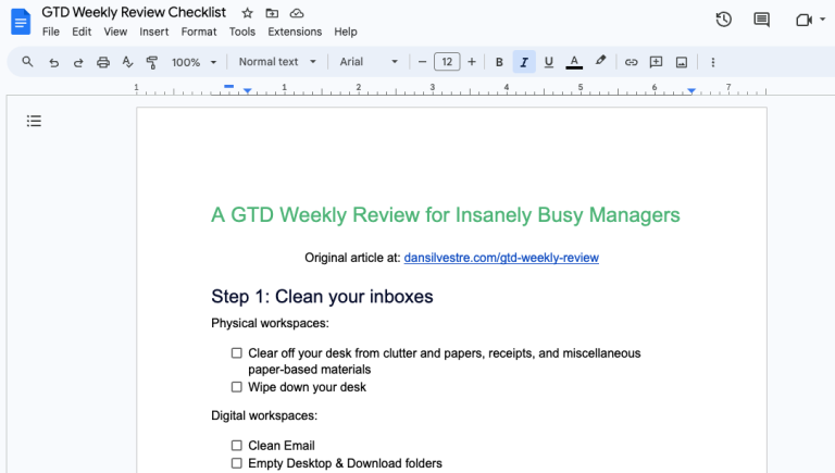 A GTD Weekly Review for Insanely Busy Managers